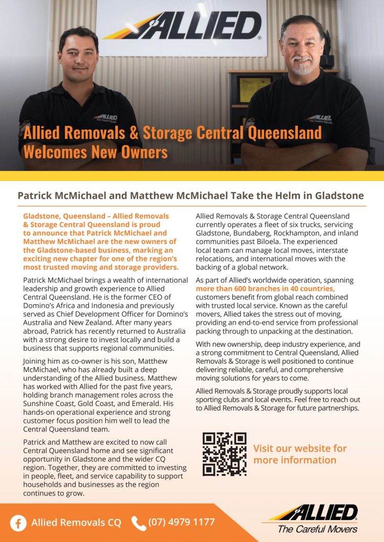 Allied Removals & Storage Central Queensland Welcomes New Owners ...