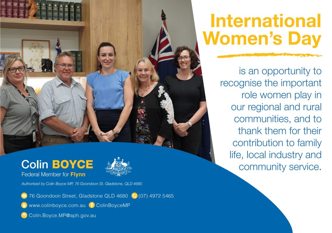 Colin Boyce - International Women's Day - Gladstone News